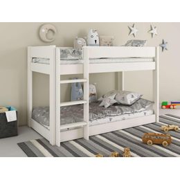 Kinderbett OTTO HOME "ROBIN,Bodenbett,Etagenbett,Leiter/Einstieg seitenverkehrt montierbar", weiß, B:80cm H:111cm L:160cm, Betten, Kinderbett, Montessori Stil, zertifiziertes Massivholz