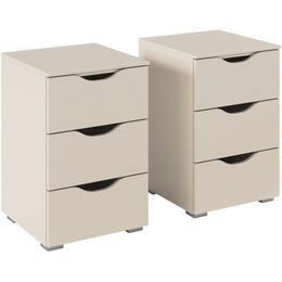 Nachtkommode Rauch, B:40cm H:61cm T:42cmbeige (champagner), Holzwerkstoff, Sideboards, "Nachttisch Nachtschrank Nachtkonsole MARLENE Griffmulden
