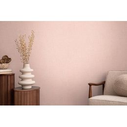 Vliestapete "Natural Texture &ndash; Struktur-Unitapete", rosa 1, B:0,53m H:0,02m L:10,05m, Vlies, COSMOLIVING BY COSMOPOLITAN, Tapeten, Zeitlose Vliestapete in nat&uuml;rlicher Leinenoptik