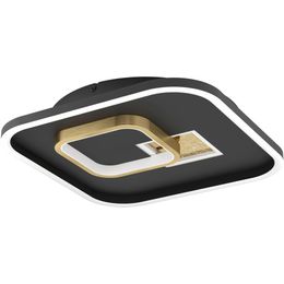 Eglo Deckenleuchte "Tiriolo LED Deckenlampe, geometrisch, Metall und Kunststoff, Flurlampe", schwarz, 2, H: 6cm, 1 Stk., Leuchten, Wand-/Deckenleuchte - L38 x B38 x H6 cm - schwarz, gold, Deckenleuchte