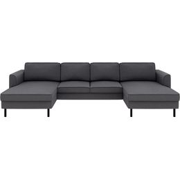 Wohnlandschaft Home Affaire, B:305cm H:83cm T:161cmanthrazit, 100% Polyester, Sofas, "Booster II, whlw. mit Schlaffunktion & Bettkasten, Fu&szlig;