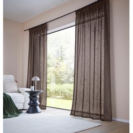 Gardine "Marusha" Gr. 2, braun, B:140cm H:175cm, Polyester, LeGer Home by Lena Gercke, Gardinen, Gardine, 1 Schal, Leinenoptik, grob gewebt, verschiedene Gr&ouml;&szlig;en