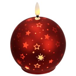 LED-Kerze I.GE.A. "Kugel-Kerze B", rot, B:10cm H:12cm, Glas, Kerzen, LED-Kerze, aus Glas batteriebetrieben mit Timer Adventskranz Adventskerzen