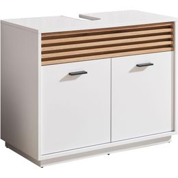 Waschbeckenunterschrank, B:80cm H:64cm T:40cmwei&szlig;, evoke eichefarben, BASIC BY BALCULINA, FSC-zertifizierter Holzwerkstoff, Schr&auml;nke, "Liguria B/H/T