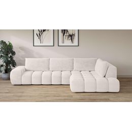 Ecksofa OTTO HOME "AZITA L-Form, XL 296 cm - Designsofa in Bubble-Optik", beige (creme), B:296cm H:89cm T:176,5cm, 100% Polyester, Sofas, Ecksofa, lose R&uuml;ckenkissen, traumhafte Steppung, Topseller