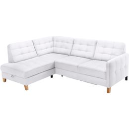 Ecksofa exxpo - SOFA FASHION "Elio, kompakt & bequem, zeitloses Design, Breite 228cm, L-Form", wei&szlig; (alpine wiess), B:228cm H:84cm T:174cm, Sofas, Ecksofa, wahlweise mit Bettfunktion und Bettkasten
