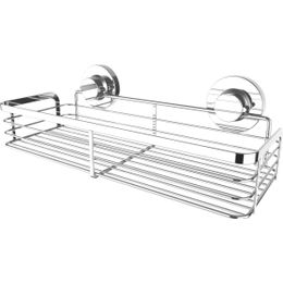 Duschregal CORNAT "3 in 1 - Extra langer & flacher Korb - Zur Wandmontage - Duschablage", chrom, B:35cm H:65cm T:14cm, Stahl, Regale, 3 Befestigungsoptionen mit Saugnapf, Klebepad & Bohren - Verchromt