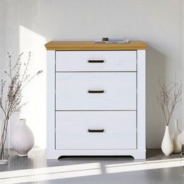Schubkastenkommode Inter Link "Kommode Maluno", weiß, eiche colori, B:93cm T:48cm, Massivholz, Sideboards, Kiefer Massiv, Soft-Close, Stauraum, BxTxH: ca. 93 x 48,3 x 104 cm