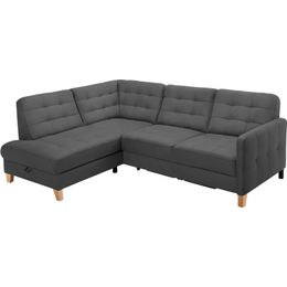Ecksofa exxpo - SOFA FASHION "Elio, kompakt & bequem, zeitloses Design, Breite 228cm, L-Form", blau (mystik), B:228cm H:84cm T:174cm, Sofas, Ecksofa, wahlweise mit Bettfunktion und Bettkasten