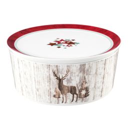 Geb&auml;ckschale Seltmann Weiden "Life Christmas, Schale, Geb&auml;ckdose", wei&szlig;, rot, H:9,5cm &Oslash;:20,8cm, Porzellan, Sch&uuml;sseln, Dose mit Deckel