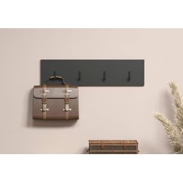 Garderobenleiste Home Affaire "Estepona", anthrazit, B:80cm H:20cm T:2cm, Holzwerkstoff, Kunststoff, Garderobenhalter, Wandpaneel mit 4 Kleiderhaken &ndash; (B/T/H) 80/2/20 cm