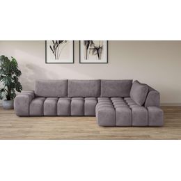 Ecksofa OTTO HOME "AZITA L-Form, XL 296 cm - Designsofa in Bubble-Optik", grau (dunkelgrau), B:296cm H:89cm T:176,5cm, 100% Polyester, Sofas, Ecksofa, lose R&uuml;ckenkissen, traumhafte Steppung, Topseller