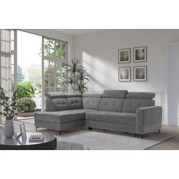 Ecksofa, B:254cm H:100cm T:182cmanthrazit, exxpo - SOFA FASHION, Wohnzimmer, Sofas, "Monte, Kopfteile verstellbar, optional mit Bettfunktion &