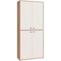 Schuhschrank FORTE, mauvella eiche, sand, B:83,7cm H:191,1cm T:34,9cm, Spanplatte, Schr&auml;nke, Schuhschrank, Metallgriffe Schwarz, Soft Close, Vollauszug
