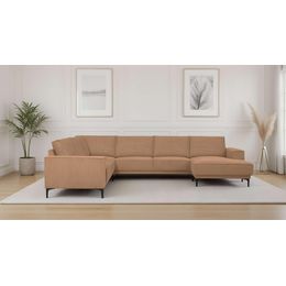 Wohnlandschaft OTTO HOME, B:342cm H:85cm T:260cmlight braun, 92%PES 8%NY, Sofas, "OLAND U-Form, XXL, B: 342 cm, Skandi-Design", Skandi-Design in