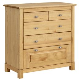 Schubkastenkommode OTTO HOME "Rauna", beige (natur geölt), B:96cm H:99cm T:38cm, Sideboards, aus massiver Kiefer mit 5 Schubladen, Breite 96 cm