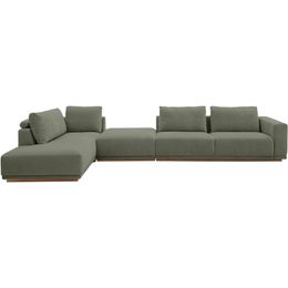 Wohnlandschaft Musterring, B:395cm H:78cm T:202cmturtle, 100% Polyester, Sofas, Anreihsofa mit Armlehne rechts, Eckteil links mit Kissen & Hocker