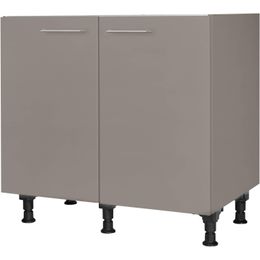 Sp&uuml;lenschrank Nobilia ""Laser", vormontiert, mit h&ouml;henverstellbaren Sockelf&uuml;&szlig;en", front: taupegrau, korpus: taupegrau, B:90cm H:87cm T:58,3cm, Schr&auml;nke, Sp&uuml;lenschrank, Breite 90 cm