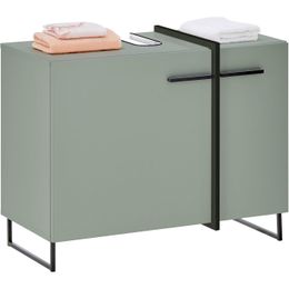 Waschbeckenunterschrank BASIC BY BALCULINA "Palermo, BxHxT 80x64x41 cm", schilfgr&uuml;nfarben, B:80cm H:64cm T:41cm, Holzwerkstoff, Schr&auml;nke, Waschbeckenunterschrank, Breite 80cm, Softclose, Metallf&uuml;&szlig;e