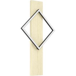 Eglo Wandleuchte "BOYAL Wandlampe - Stahl, Holz - LED - 1X13W - IP20", schwarz, braun, 1, H: 56cm, 1 Stk., Leuchten, Wandstrahler, Wandspot, Wohnzimmer, Flur, L30,5 x H56 x AL7,5 cm, Wandleuchte