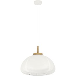 Eglo H&auml;ngeleuchte "Summerhill H&auml;ngelampe 1-fach, Japan-Stil, Metall, Holz und Papier, E27", wei&szlig;, 1, &Oslash; 55cm H: 110cm, 1 Stk., Leuchten, H&auml;ngeleuchte - H110 x &Oslash;55 cm - wei&szlig;, braun - 1X40W exkl., H&auml;ngeleuchte