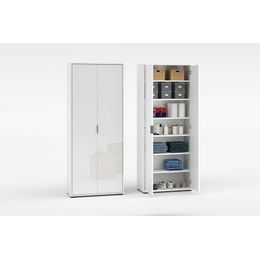 Mehrzweckschrank Inosign "Stauraumschrank, Breite 72,5 cm, H&ouml;he 178 cm", wei&szlig; hochglanz, B:72,5cm H:178cm T:36cm, FSC-zertifizierter Holzwerkstoff, Schr&auml;nke, Mehrzweckschrank, 2-t&uuml;riger Schrank mit 4 Einlegeb&ouml;den, hochglanz lackiert