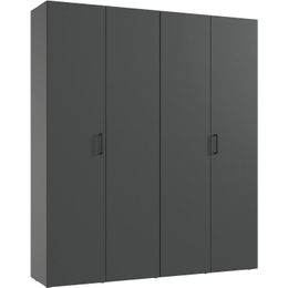 Kleiderschrank wimex "Mugano,in 3 Breiten, 2 Tiefen, viele Farben, Made in Germany", schwarz (grafit, griffe schwarz), Schränke, Grafit, B/H/T: 160cm x 185cm x 40cm, Ohne Spiegel, Premium, Holzwerkstoff, Kleiderschrank, mit kurzen Griffen aus Metall, B:160cm H:185cm T:40cm