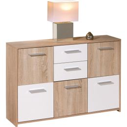 Sideboard Inter Link "Sideboard Elvezia", sonoma eiche nachbildung, wei&szlig;, B:115cm H:77cm T:30cm, Spanplatte, Sideboards, Sideboard, BxTxH: ca. 15 x 30 x 77 cm