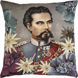 Dekokissen Pad "LEGEND", grau (ludwig, gemustert), B:45cm L:45cm, Obermaterial: 50% Baumwolle, 45% Polyester, 5% Polyacryl, Dekokissen_Sitzkissen_Kissenh&uuml;llen, Made in Europe, 35x60 oder 45x45 cm