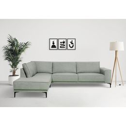 Ecksofa OTTO HOME "OLAND L-Form, B: 289 cm, Skandi-Design", blau (sapphire), B:289cm H:85cm T:210cm, 100% Polyester, Sofas, Ecksofa, Struktur, Flachgewebe, Luxus-Microfaser, Boucle