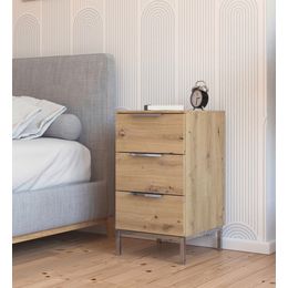Nachtkommode Rauch, B:40cm H:72cm T:42cmeiche artisan, Holzwerkstoff, Sideboards, "Nachttisch Nachtschrank Nachtkonsole FLIPP", mit 3 Schubladen und