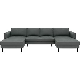 Wohnlandschaft Home Affaire, B:305cm H:83cm T:161cmanthrazit, 92% Polyester, 5% Polyamid, Sofas, "Booster II, whlw. mit Schlaffunktion & Bettkasten,