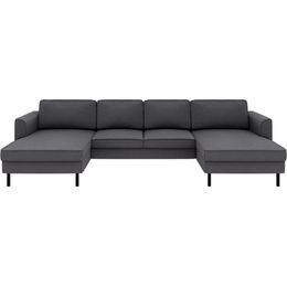 Wohnlandschaft Home Affaire, B:305cm H:83cm T:161cmanthrazit, 100% Polyester, Sofas, "Booster II, whlw. mit Schlaffunktion & Bettkasten, Fu&szlig;