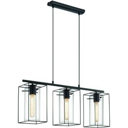 Eglo H&auml;ngeleuchte "LONCINO Pendellampe - Stahl - E27 - 3X60W - IP20", schwarz, 3, H: 110cm, 1 Stk., Leuchten, H&auml;ngelampe, Deckenlampe, Wohnzimmer, Esszimmer, L74,5 x B15 x H110 cm, H&auml;ngeleuchte
