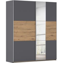 Schwebet&uuml;renschrank Rauch "Kleiderschrank Schrank Garderobe TOPSELLER ASTANA OTTO&acute;s CHOICE", grau (graumetallic, eiche artisan), B:175cm H:210cm T:59cm, Holzwerkstoff, Schr&auml;nke, Schwebet&uuml;renschrank, mit 3 Spiegelelementen, Metallgriffleisten alufarbig MADE IN GERMANY, Topseller