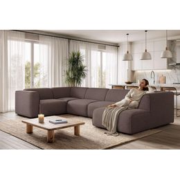 Wohnlandschaft OTTO HOME, B:367cm H:70cm T:206cmbraun, 100% Polyester, Sofas, "Merid U-Form, B: 367 cm", jederzeit durch Module erweiterbar