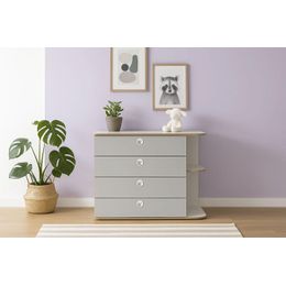 Kommode Home Affaire "ELLETE Schrank mit 4 Schubladen und 2 offene F&auml;cher, Breite 116 cm", wei&szlig;, hellgrau, B:116cm H:82,7cm T:42cm, Melamin, Sideboards, Kommode, Sideboard mit viel Stauraum, Ma&szlig;e B/T/H: 116/42/82,7 cm