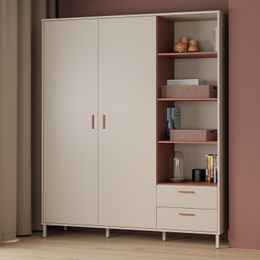 Dreht&uuml;renschrank FORTE, B:168,4cm H:201,6cm T:52,9cmsand, terracotta, Spanplatte, Schr&auml;nke, "Milles", trendiges Dekor, Vollauszug Schubk&auml;sten,