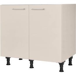 Sp&uuml;lenschrank Nobilia ""Laser", vormontiert, mit h&ouml;henverstellbaren Sockelf&uuml;&szlig;en", front: sand, korpus: sand, B:90cm H:87cm T:58,3cm, Schr&auml;nke, Sp&uuml;lenschrank, Breite 90 cm