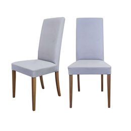 Polsterstuhl Home Affaire "Java Polsterstuhl, K&uuml;chenstuhl, 4-Fu&szlig;stuhl", grau, eiche look, B:47cm H:93cm T:57cm, Massivholz, Polyester, St&uuml;hle, Polsterstuhl, Bequem und stilvoll. Gepolstert. Hohe Lehne. Massivholz-Beine.