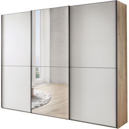 Schwebet&uuml;renschrank Wiemann "Phoenix, Made in Germany, modernes Design, Highlight, Blickfang", bianco, eiche, nachbildung, B:279cm H:236cm T:67cm, Schr&auml;nke, Schwebet&uuml;renschrank, maximaler Staurraum, inkl.Einlegeb&ouml;den, W&auml;scheb&ouml;den u. D&auml;mpfer