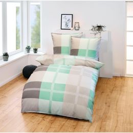 Bettw&auml;sche Kinzler "Bettw&auml;sche Polycotton Flanell Bettw&auml;sche", mint, B/L: 155cm x 220cm, 1 Stk., 1 Stk., Polycotton, B/L: 80cm x 80cm, 2 tlg., Polycotton, Obermaterial: 65% Baumwolle, 35% Polyester, Bettw&auml;sche, Bettw&auml;sche, besonders weich, verschiedene Karo Muster