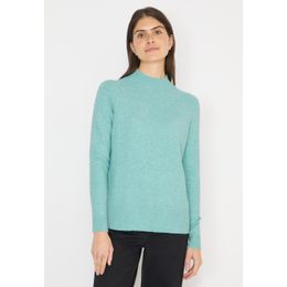 Cecil Damen Strickpulloverfoam blau melange, Gr. XL, unifarben, Web, 37% Baumwolle, 34% Polyacryl, 26% Polyester, 3% Elasthan, Pullover, mit