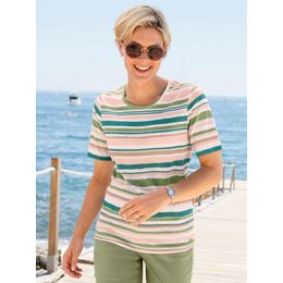 Kurzarmshirt Casual Looks "Ringelshirt", Damen, Gr. 52, eucalyptus, hellros&eacute;, geringelt, 50% Baumwolle, 50% Modal, gemustert, gestreift, Rundhals, Shirts