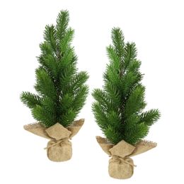 I.GE.A. K&uuml;nstlicher Weihnachtsbaum "Tannenbaum", H: 38cm bisgr&uuml;n, Weihnachtsb&auml;ume, mit Zapfen im Topf Weihnachtsdeko Kunstbaum Kunsttanne klein