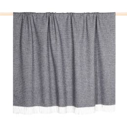 Wohndecke Pad "CIRCLE", grau (dunkelgrau), B:150cm L:200cm, Mischgewebe, Wohndecken, Wohndecke, Made in Europe, Uni Farben, mit Fransen, 150x200 cm