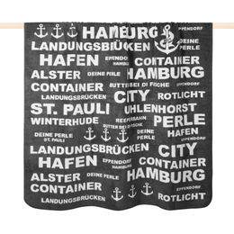 Wohndecke Pad "TYPO HAMBURG", grau (dakr grau), B:150cm L:200cm, Mischgewebe, Wohndecken, Wohndecke, Made in Europe, Wendefunktion, mit Schriftzug, 150x200 cm