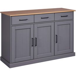 Anrichte Inter Link "Sideboard Forenzo", anthrazit, eiche colori, B:131cm H:86cm T:45cm, Massivholz, Sideboards, Kiefer Massiv, FSC, Landhaus, BxTxH: ca. 131 x 45 x 86 cm