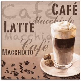 Wandbild Artland "Kaffee - Latte Macchiato", beige (farbe bild(er): naturfarben), B:70cm H:70cm T:1,8cm, Bilder, auf Holzrahmen gespannt