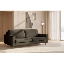 3-Sitzer Home Affaire, B:208cm H:89cm T:97cmbraun, 100% Polyester, Sofas, "Pinto Skandi, 206 cm, Chenille, Struktur", mit Keder, Massivholzf&uuml;&szlig;e Eiche